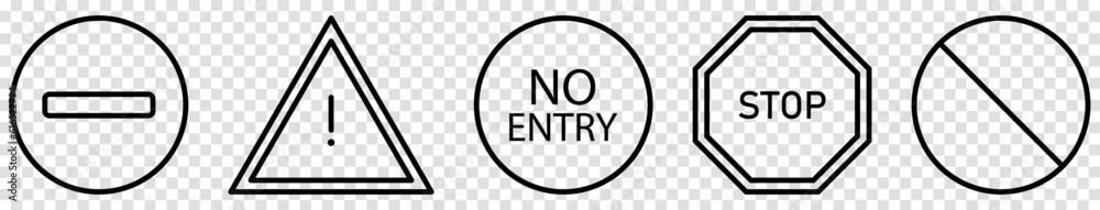 Traffic line signs. Collection of stop signs. Vector illustration ...