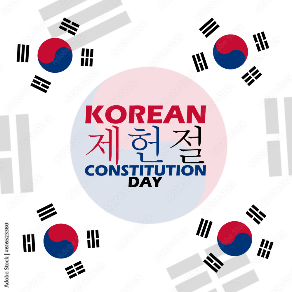 South Korean flag with bold text and Korean language meaning ...