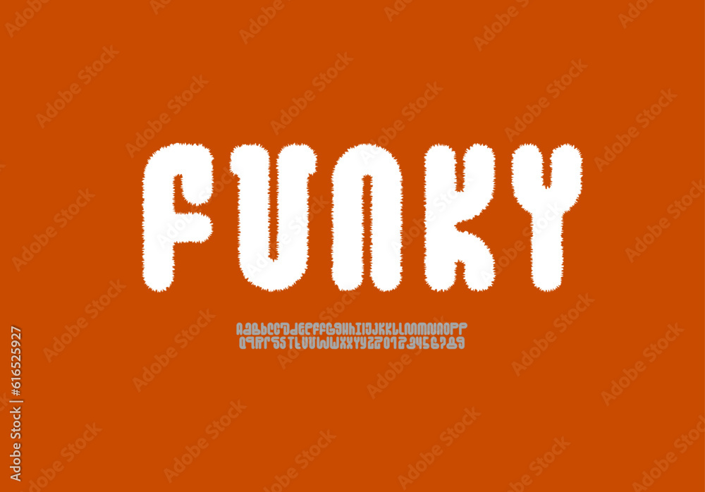 Art alphabet font, abstract typography letters and numbers made fluffy ...