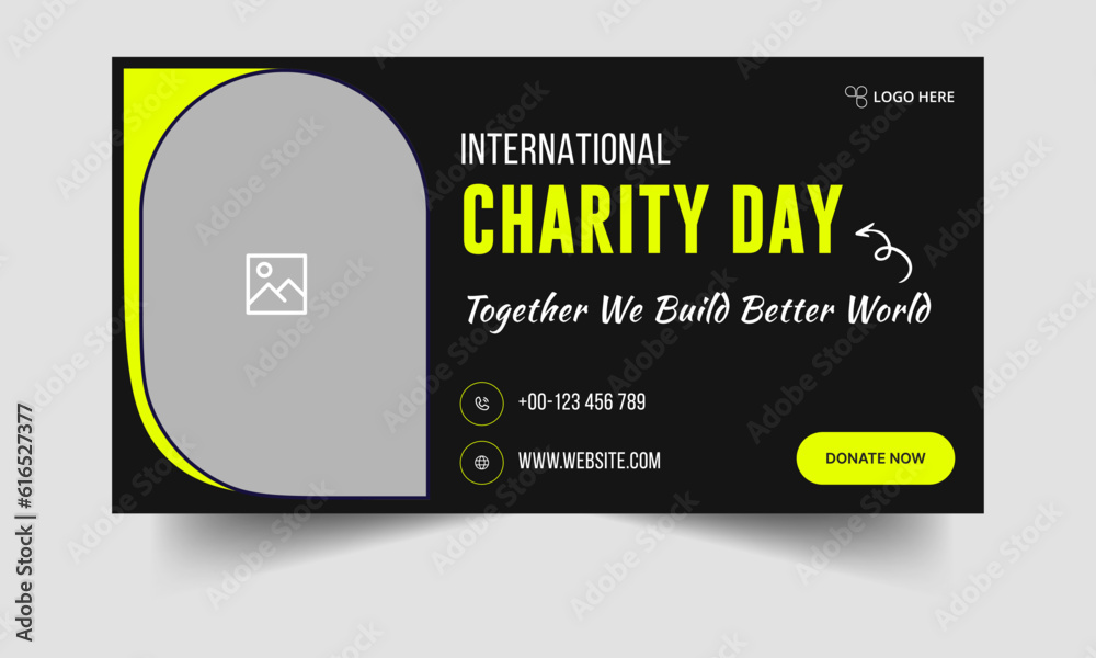 Charity day donation social media web banner template. Minimal banner ...