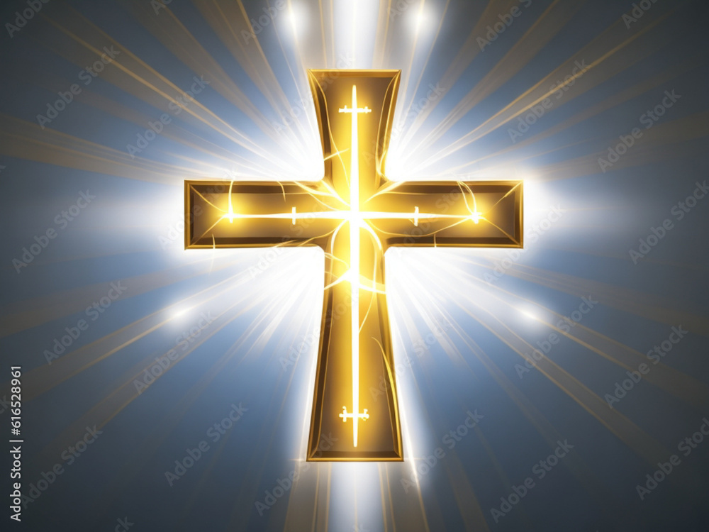 Gold Cross on Christian Symbol Generative AI Stock Illustration | Adobe ...