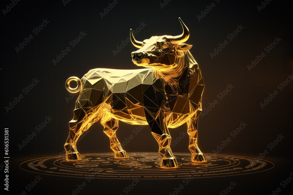 Gold bull market.Golden bull - a symbol of financial growth in a ...