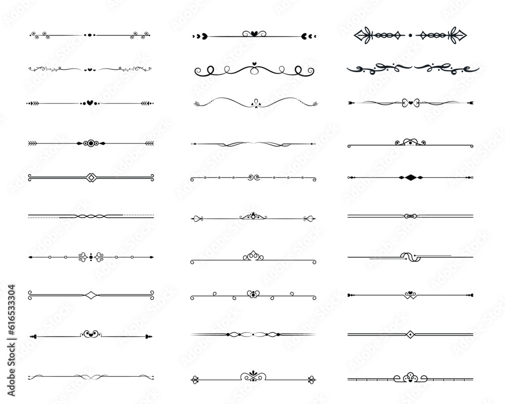 Decorative Dividers Set Separators Vector Graphics Decorative Illustration Vector Set Decor ...