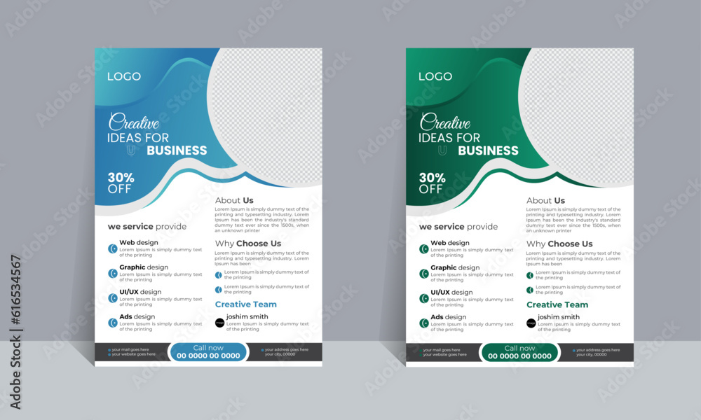 A business flyer layout design - vector illustration A4 size 2 color ...