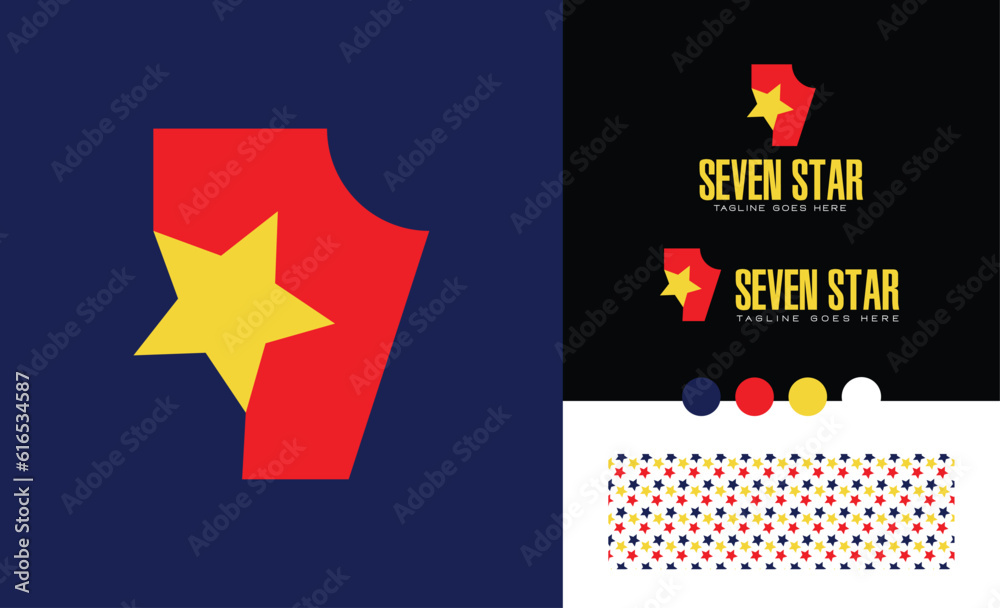 Bold Geometric based 7 Number Logo Combined with Star symbol for ...