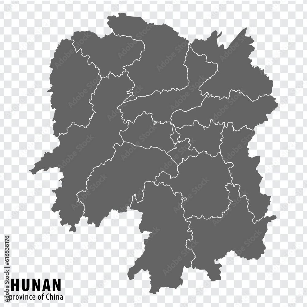 Blank map Province Hunan of China. High quality map Hunan with ...