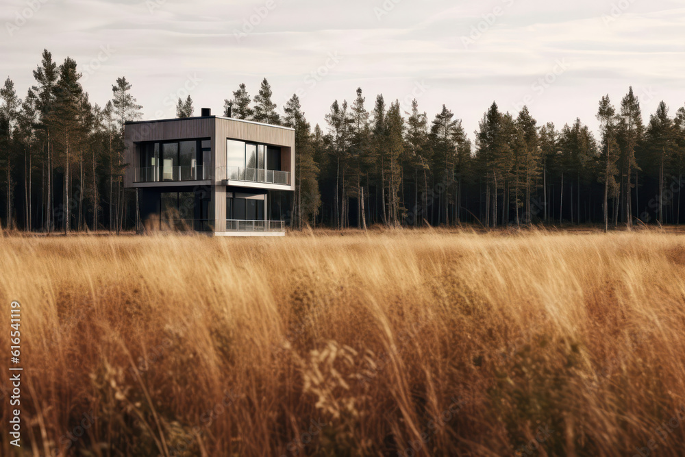 A passive solar house with large windows and natural materials ...