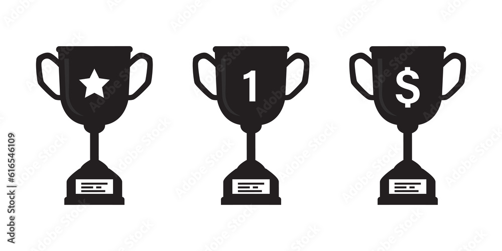 Set of winner cups. Trophy cup icons collection. Awards, prize, first ...