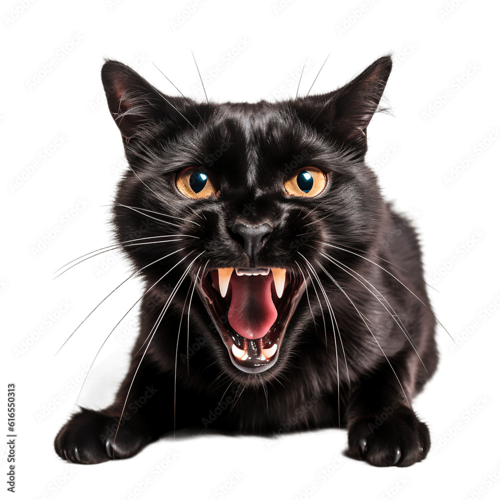 Aggressive black Cat on Transparent Background - Feline, AI Generated ...