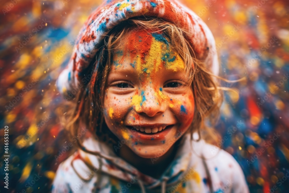 Dynamic and heartwarming close-up shot of a little girl with freckles ...