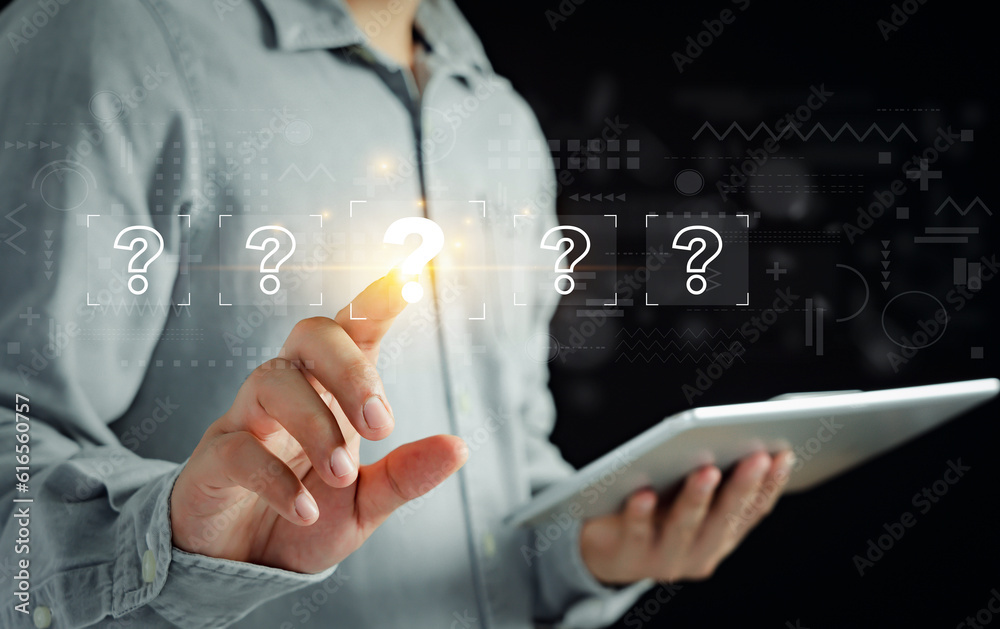 Concept Question mark of learning problems modern digital technology ...