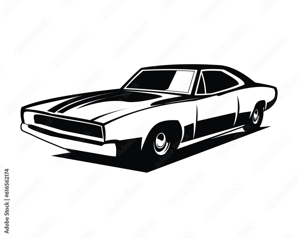 old dodge challenger car 1968. silhouette vector design. isolated side ...