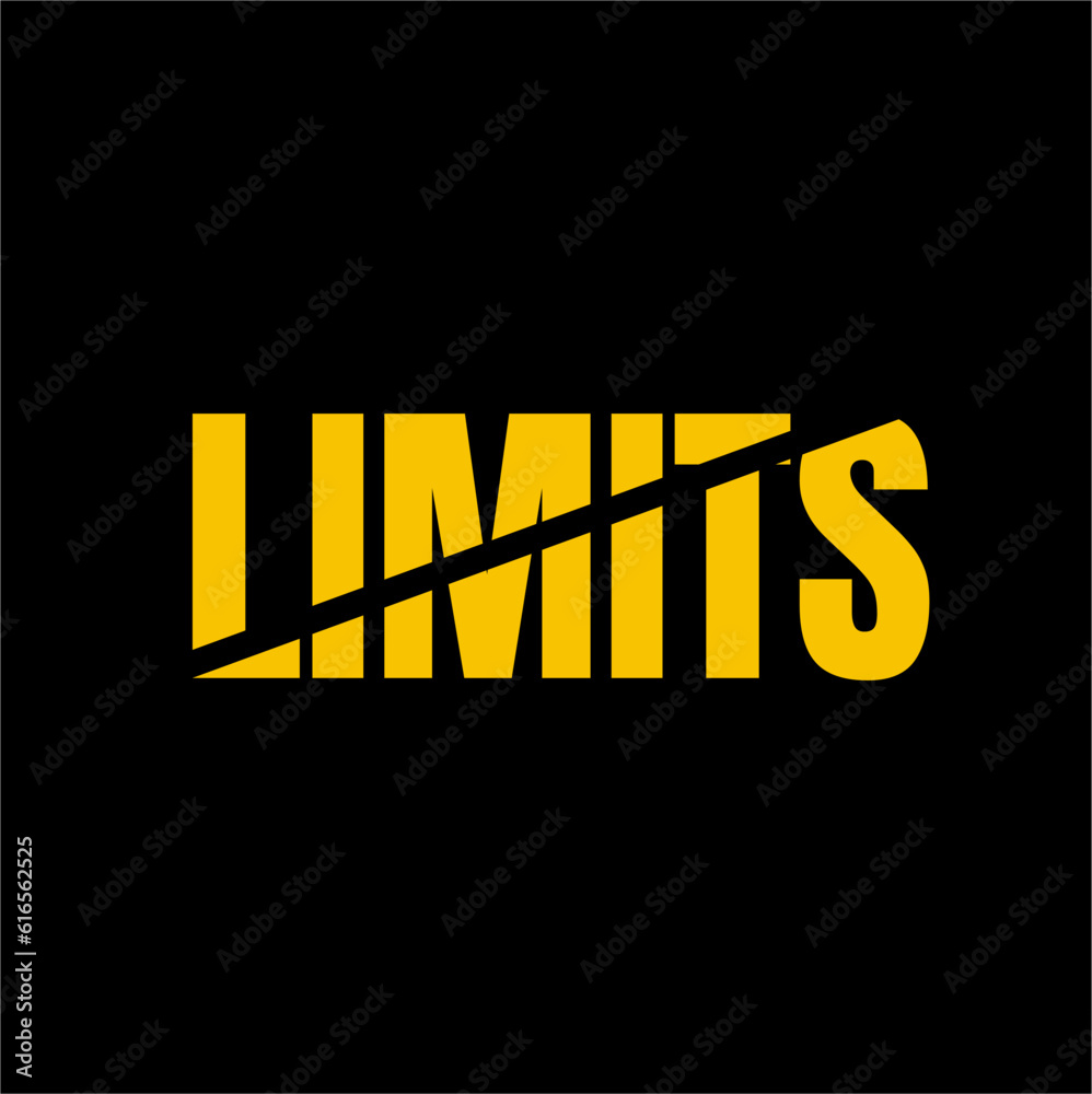 Vector illustration. No limits. Limits word design with crossed lines ...