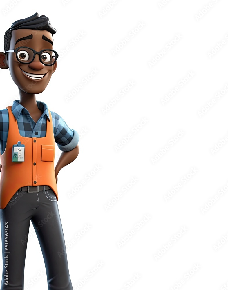 Black Male Janitor Isolated White Background Handsome With Copy Space ...