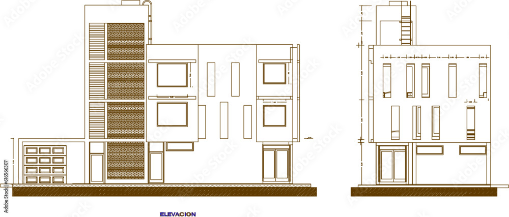 Vector sketch illustration of three storey shop house design for simple ...