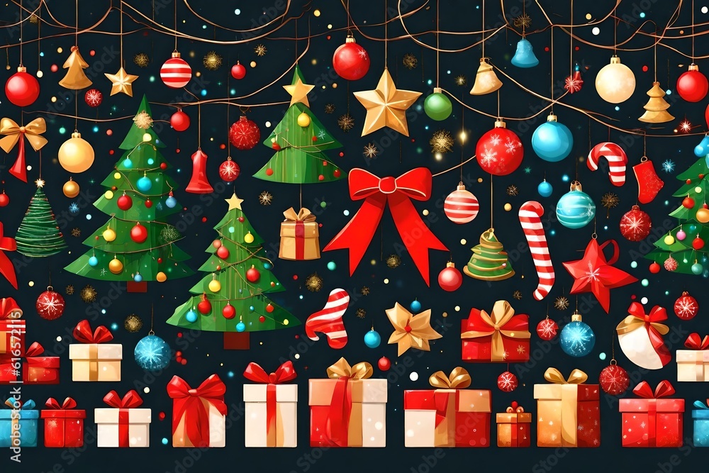 Christmas collection with traditional Christmas symbols and decorative ...