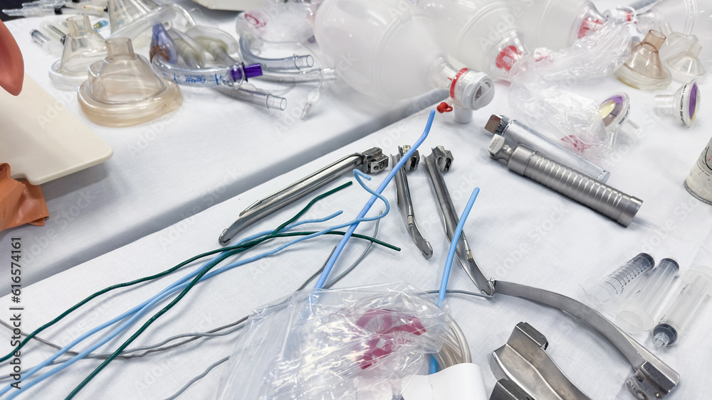 Hospital airway kit signifies emergency airway management. Endotracheal ...