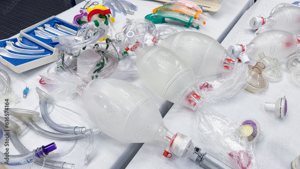 Hospital airway kit signifies emergency airway management. Endotracheal ...
