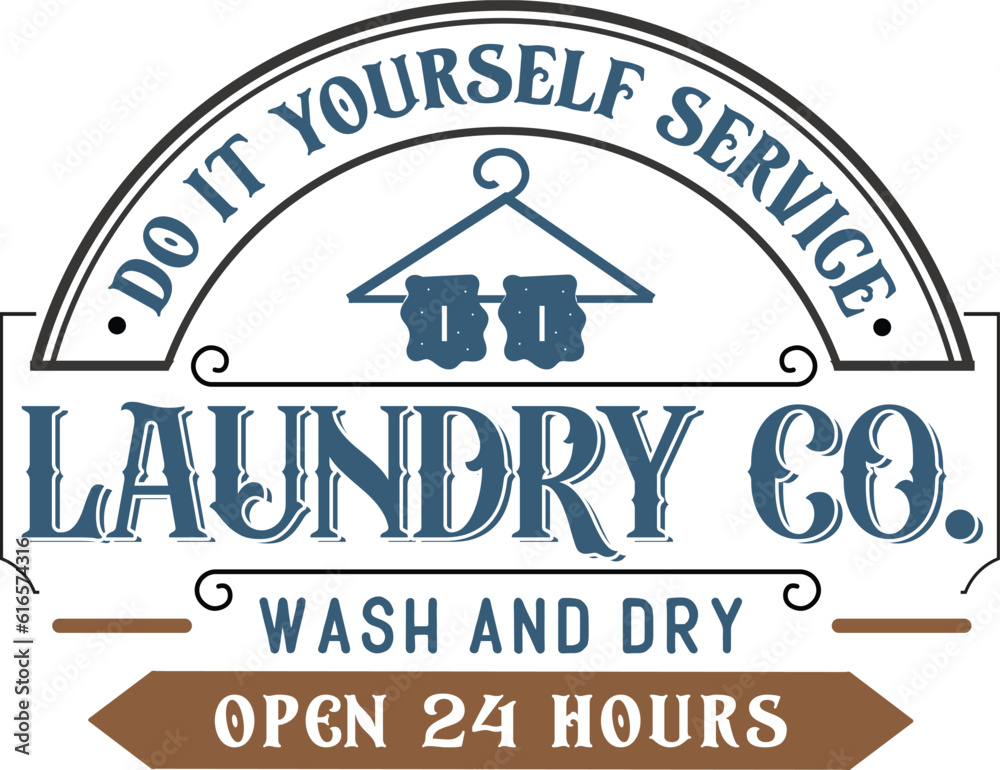 Do it yourself service laundry co. wash and dry open 24 hours, Vintage ...