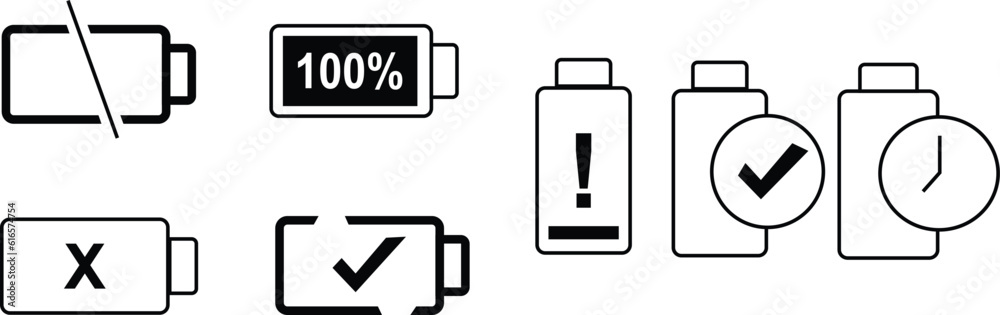set of Battery charge multi time icon vector set, Full battery,empty ...