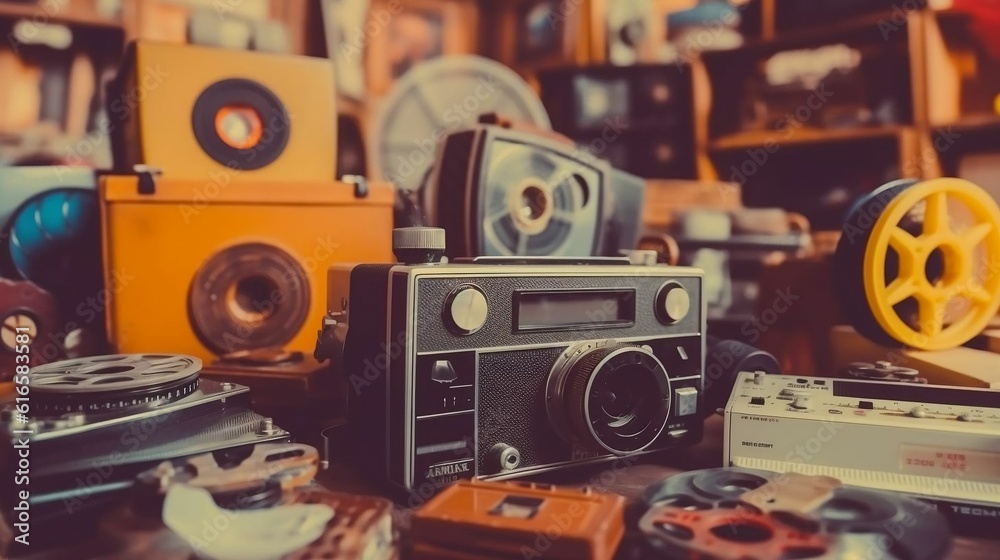 Vintage Memories: Old Film Retro Background with 90's Flair Stock ...