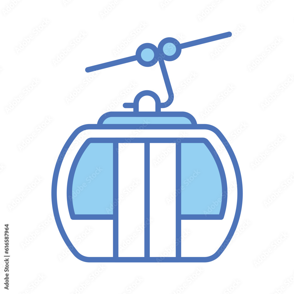Cable car vector denoting transportation that uses cables to pull tram ...