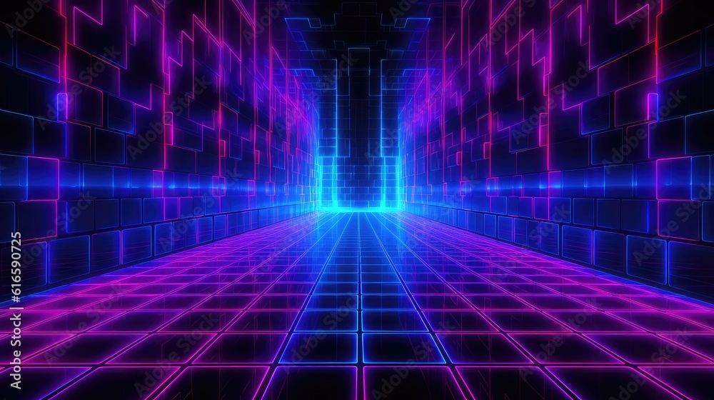 neon color background for presentation, virtual reality world, 3D ...