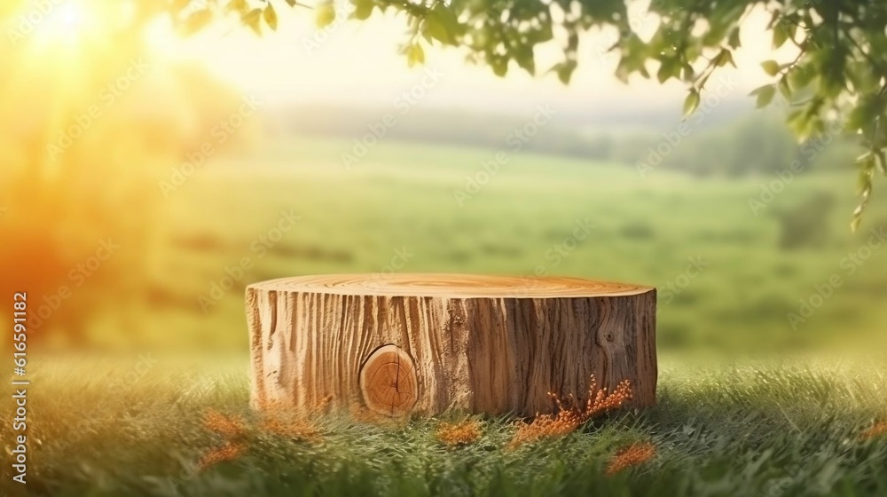 Tree trunk wood Podium display for food, perfume, and other products on ...