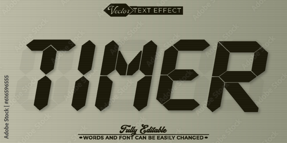 Digital Clock Timer Vector Editable Text Effect Template Stock Vector ...