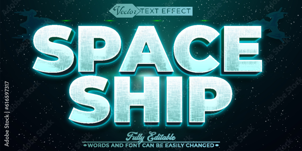 Turquoise Futuristic Space Ship Vector Editable Text Effect Template ...