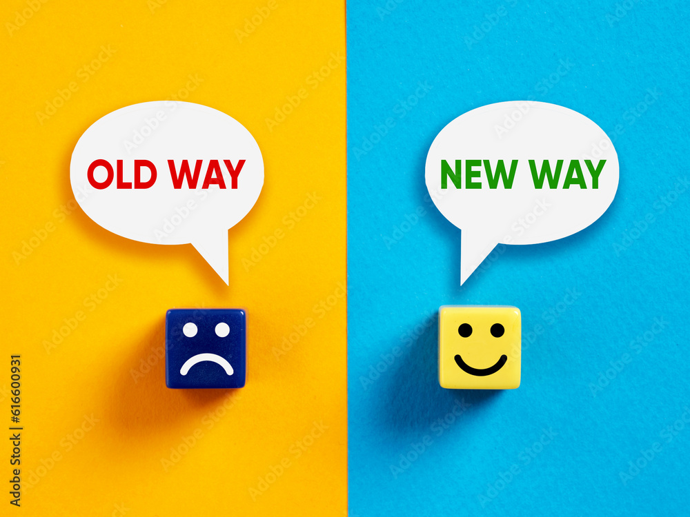 New way versus old way. Change, transformation or resistance to change ...