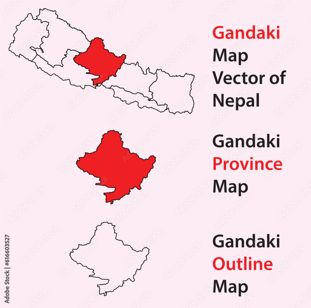 Stockvector Gandaki map vector of nepal, Gandaki province of nepal ...