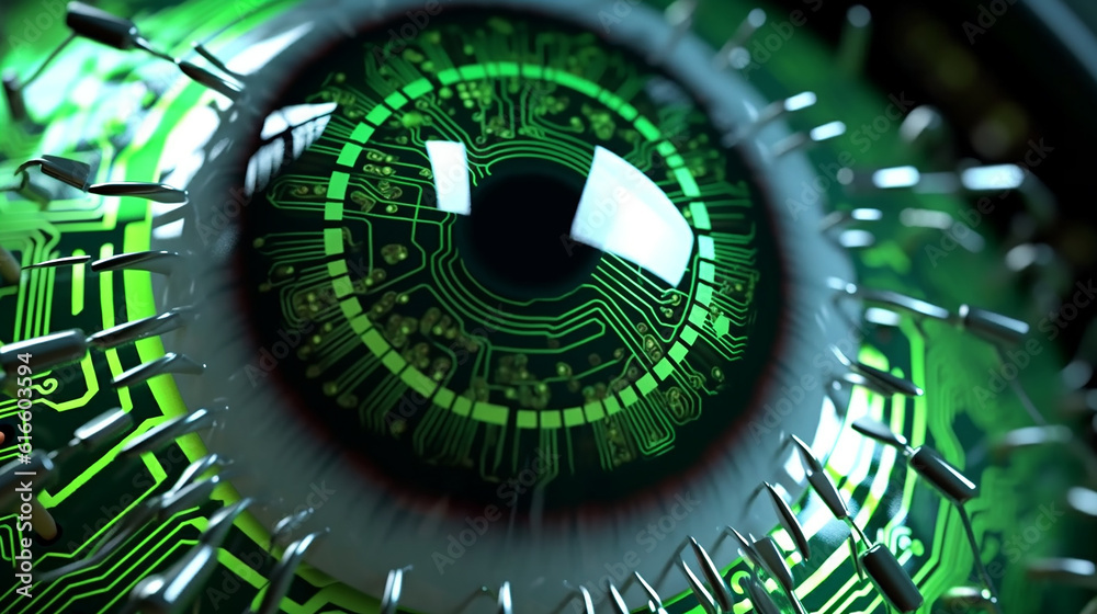 Generative AI image of a captivating human eye, intertwined with ...