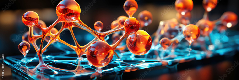 three-dimensional scale representation of molecules, optimized for 16/9 ...