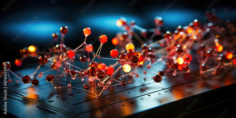 three-dimensional scale representation of molecules, optimized for 16/9 ...