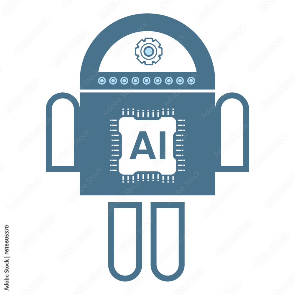 AI Robot circute, Artificial intelligence line icons, technology symbols concepts, cybernetic ...