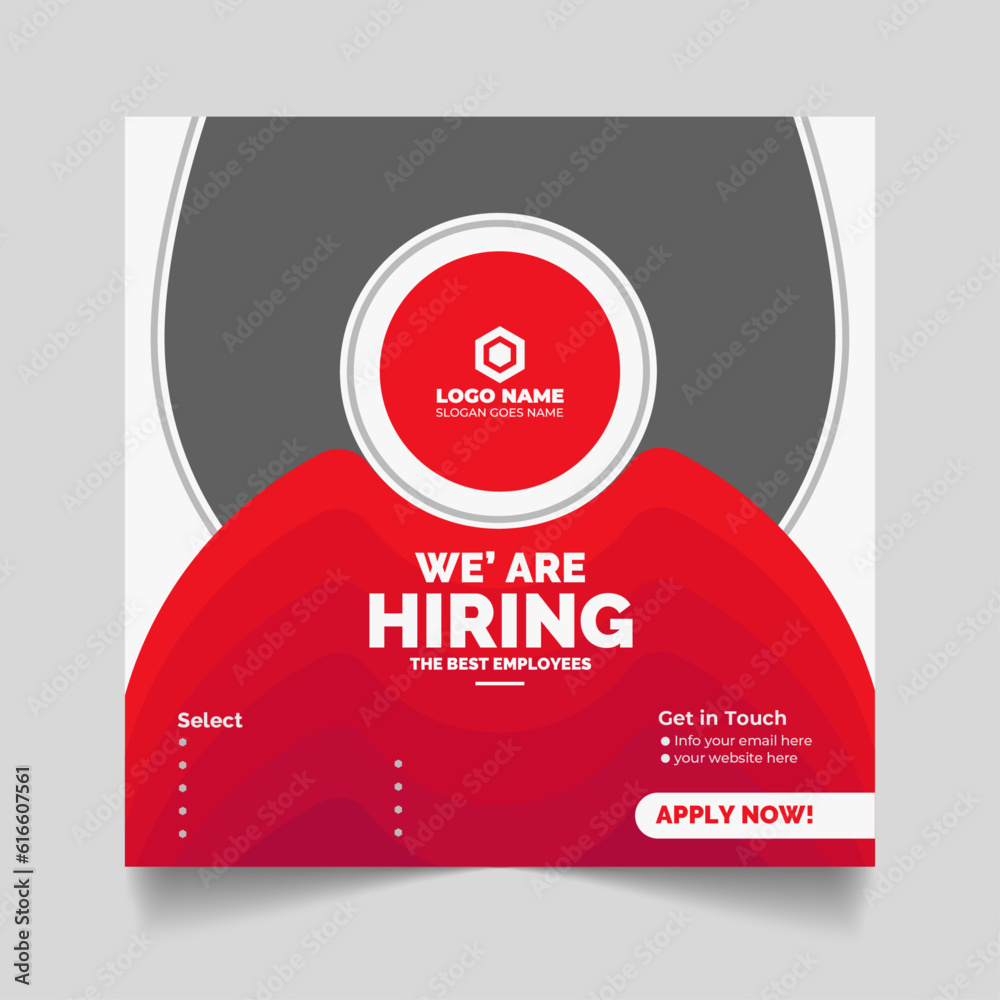 Corporate We are hiring job vacancy social media post design template ...