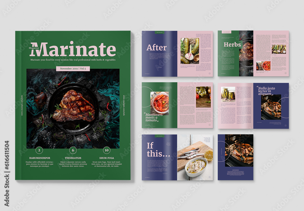 Food Magazine Recipe Cookbook Layout Stock Template | Adobe Stock