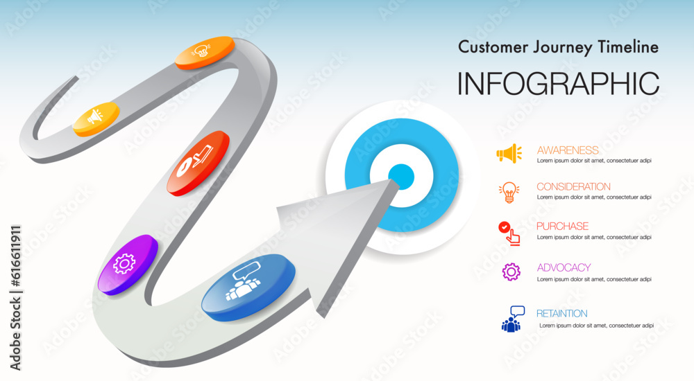 Infographic 5 step road map for business chart to present data ...