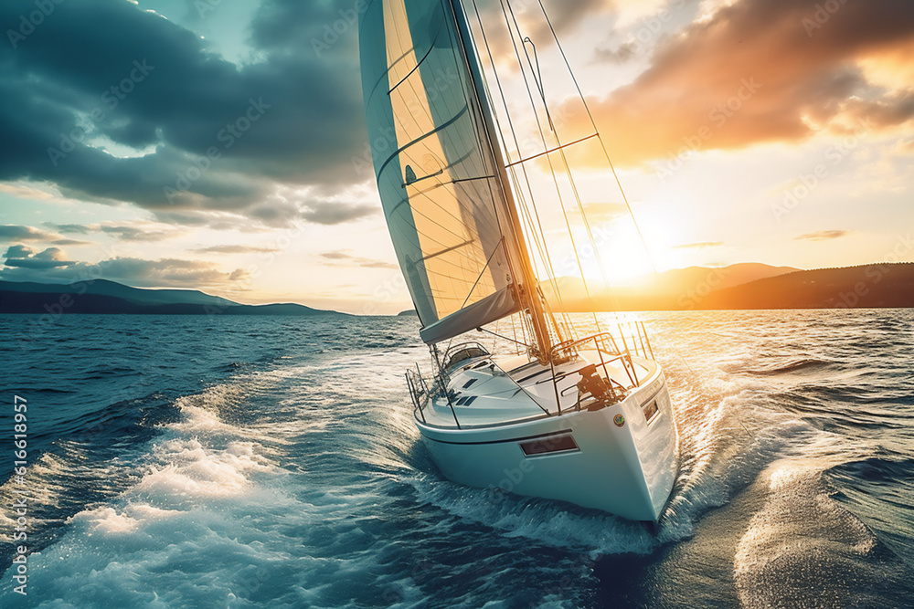 ภาพประกอบสต็อก sailboat on the sea generative AI ภาพ | Adobe Stock