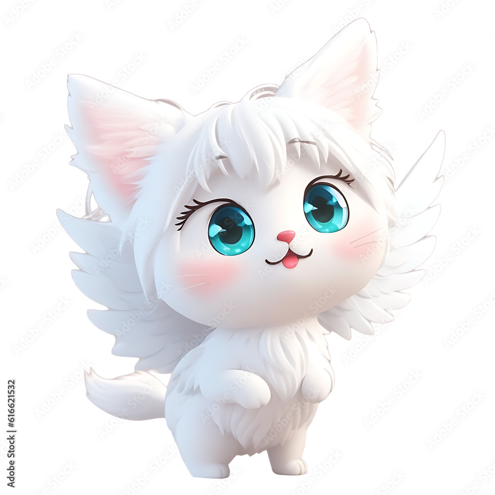 White cats have smiling faces and wings, Fantasy Characters, tiny, Cute ...