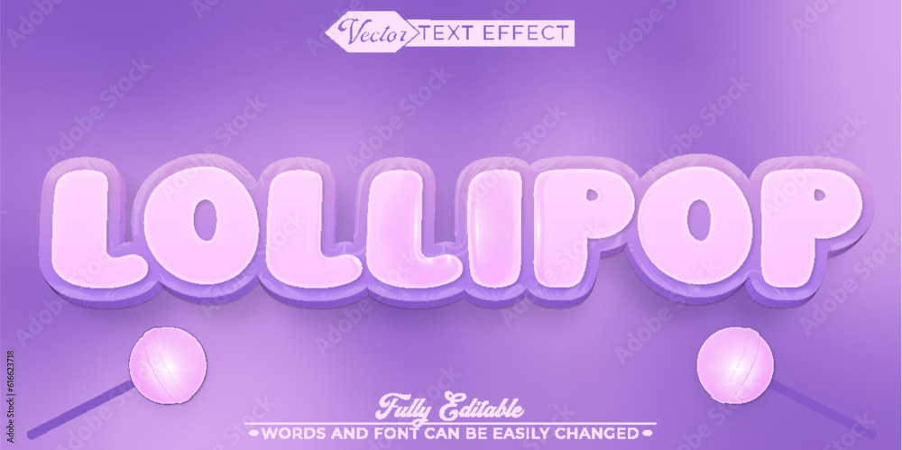 Cartoon Purple Lollipop Vector Editable Text Effect Template Stock ...