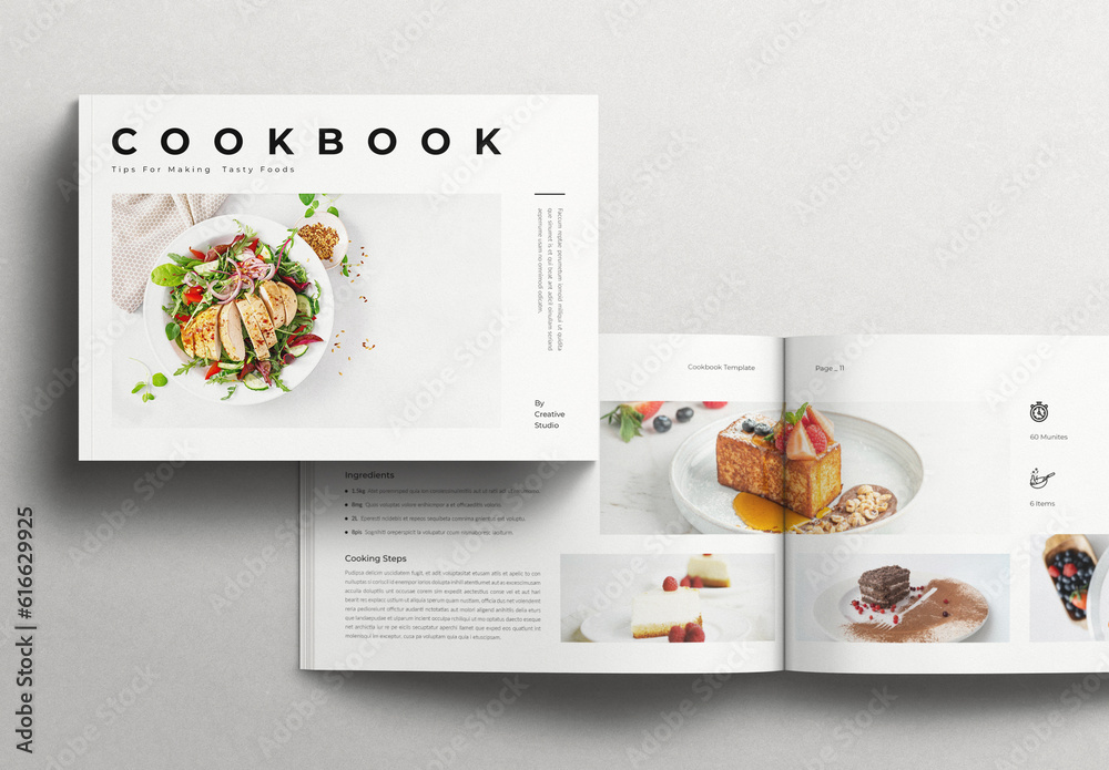 Cookbook Template Landscape Stock Template | Adobe Stock