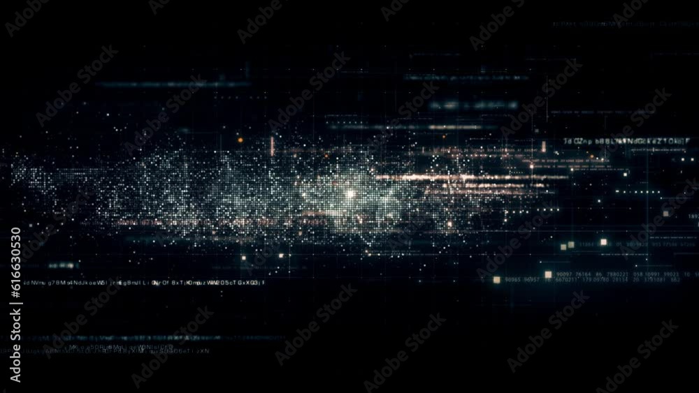 Futuristic data matrix, telemetry and encrypt numbers simulation display for head up display in ...