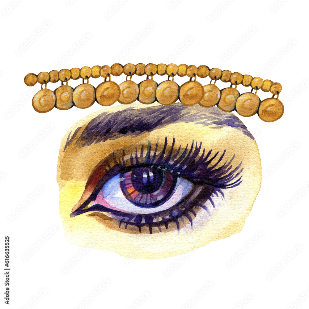 Watercolor eye picture. Arabian talisman. Eye cartoon illustration ...