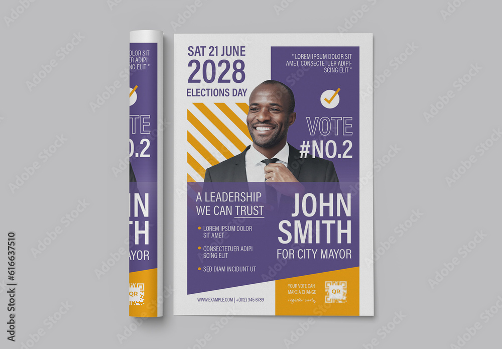 Political Campaign Election Flyer Poster Layout Stock Template | Adobe ...