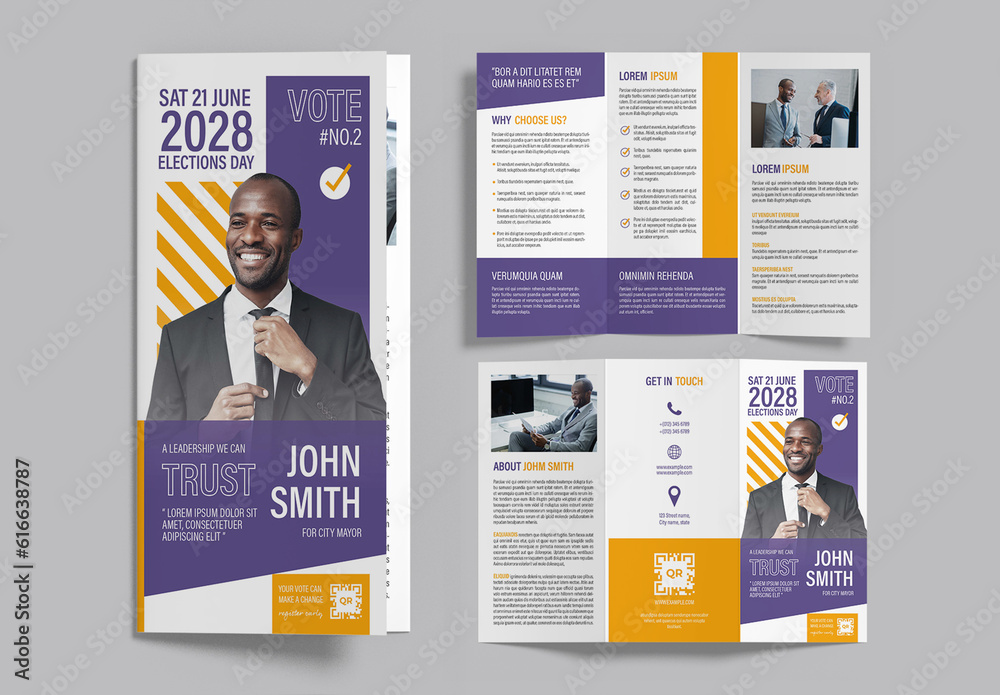 Political Campaign Election Trifold Brochure Layout Stock Template ...