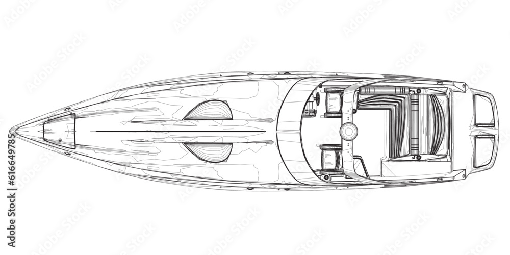 Outline Speedboat isolated vector illustration. Luxury and expensive ...