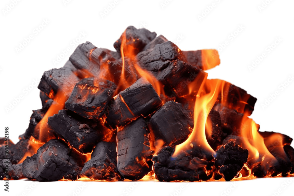 Foto de Hot Glowing Coals for BBQ on Transparent Background. AI do ...