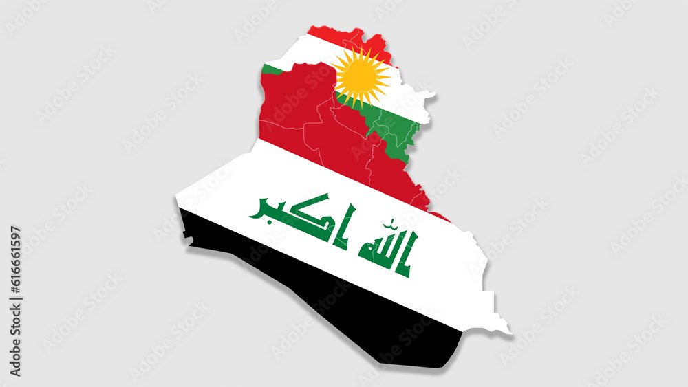 Map of Iraqi Kurdistan and map of Iraq Stock Illustration | Adobe Stock